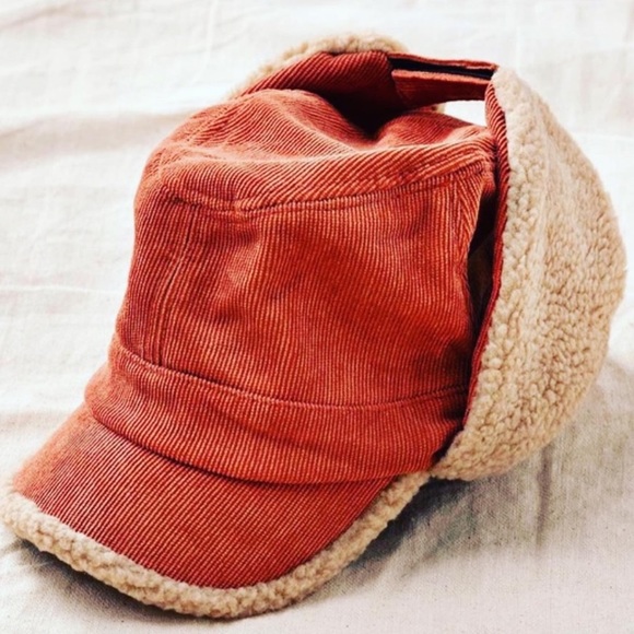 Accessories | Rust Corduroy And Fleece Trapper Hat | Poshmark